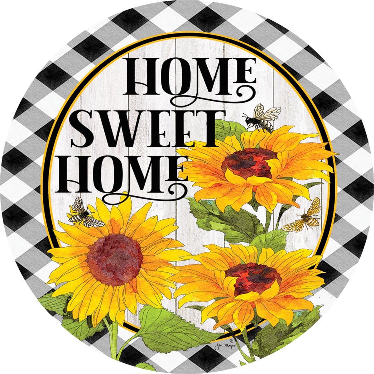 Sunflower Check-Accent Magnet - Custom Decor