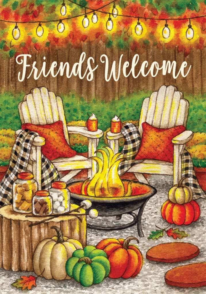 Fall Fire Pit-Flag by Tina Wenke - Custom Decor
