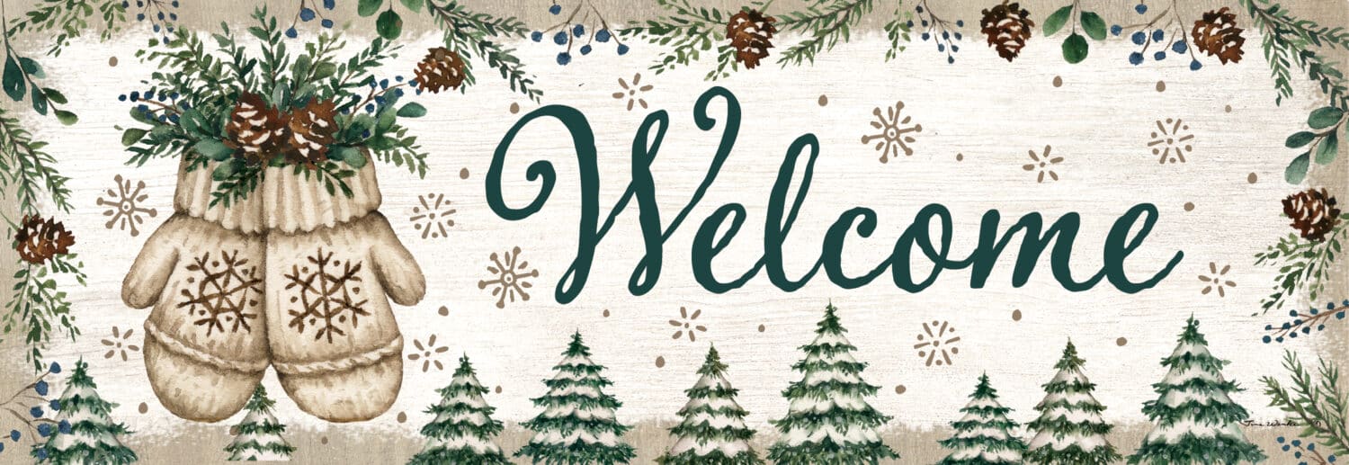 Mittens and Pinecones-Signature Sign - Custom Decor