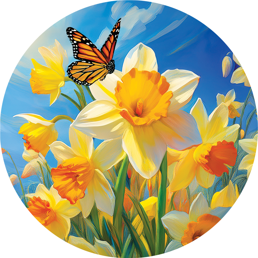 Daffodils and Butterfly-Stepping Stone - Custom Decor