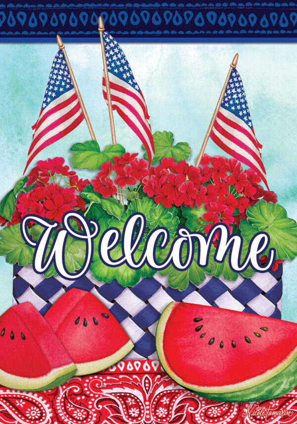 Watermelon and Flags-Flag by Nicole Tamarin - Custom Decor