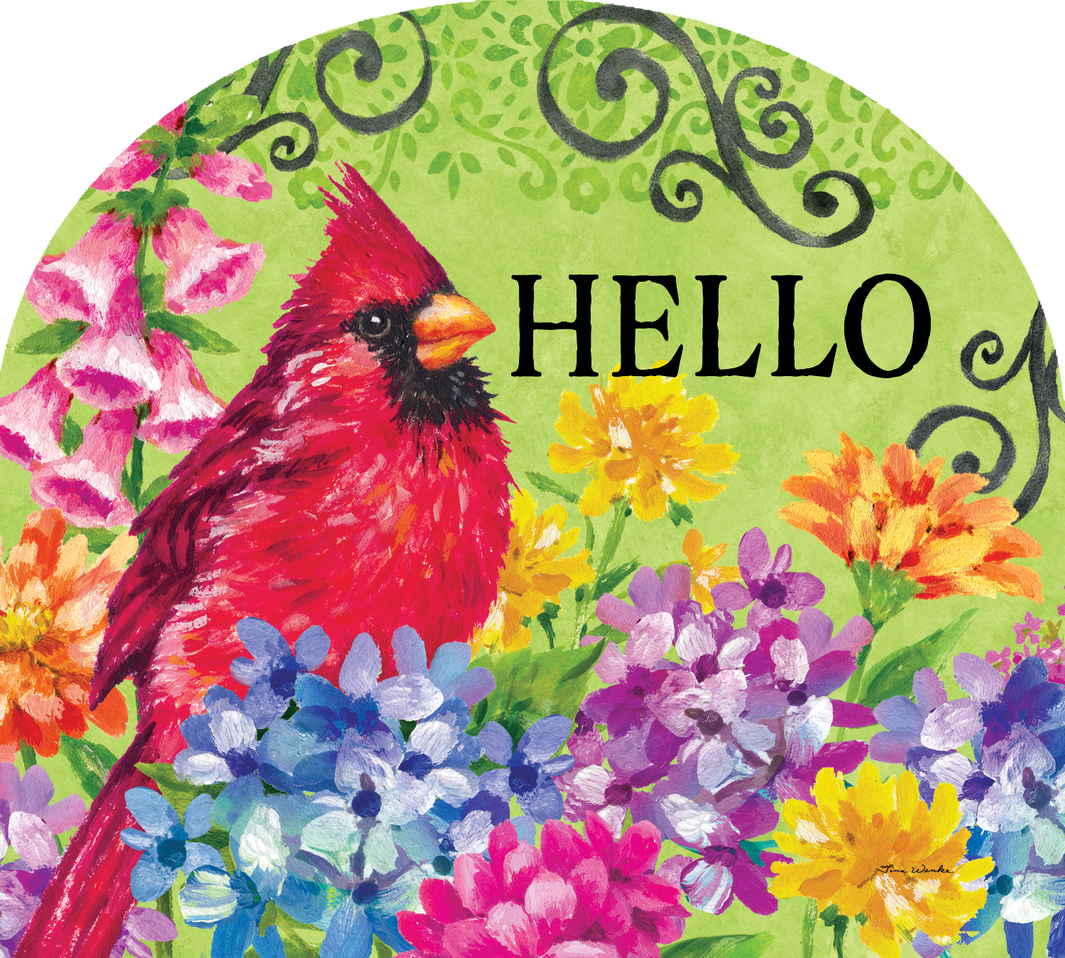 Cardinal with Flowers-Arbor Mate - Custom Decor