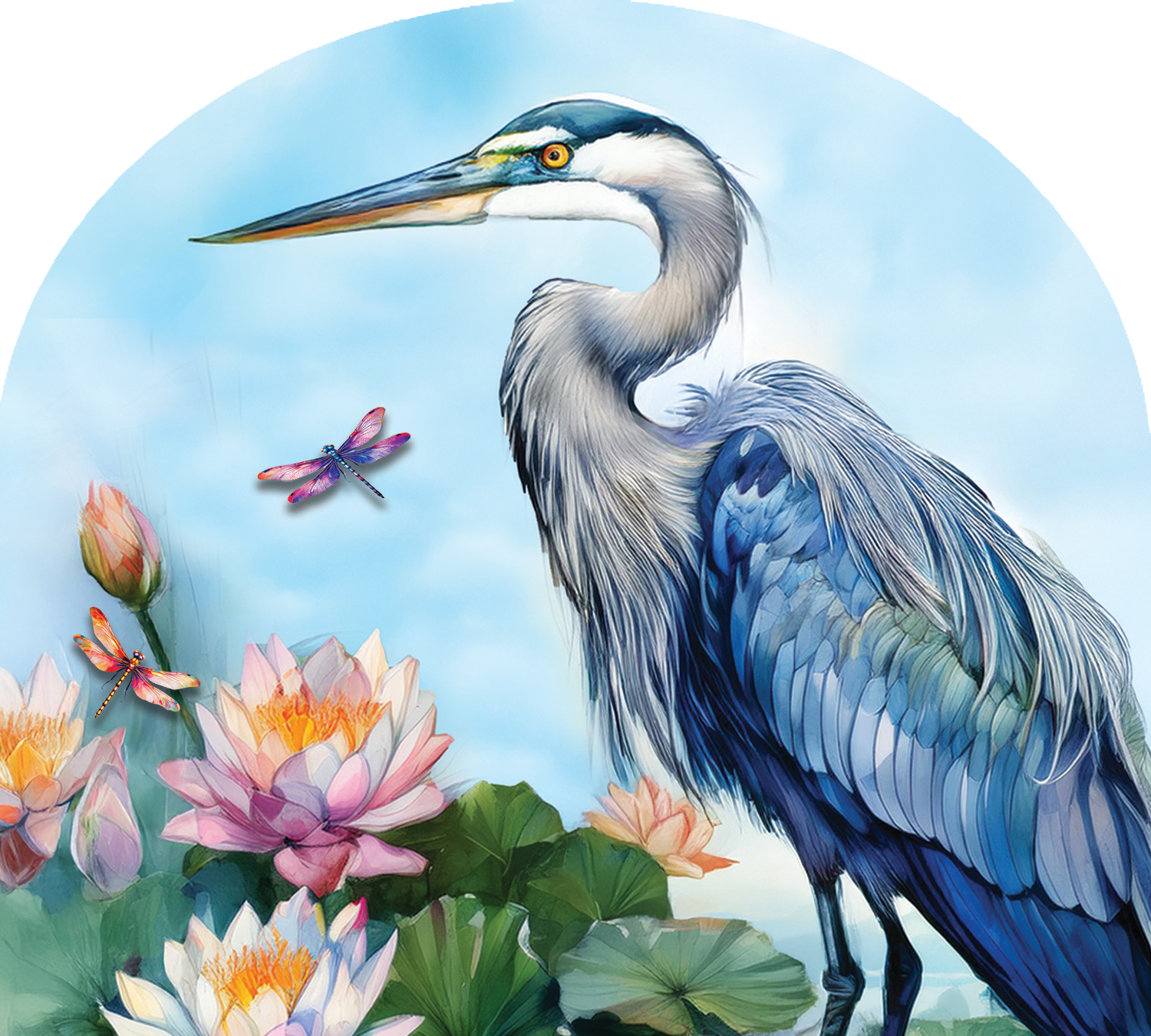 Heron and Lilies-Arbor Mate - Custom Decor