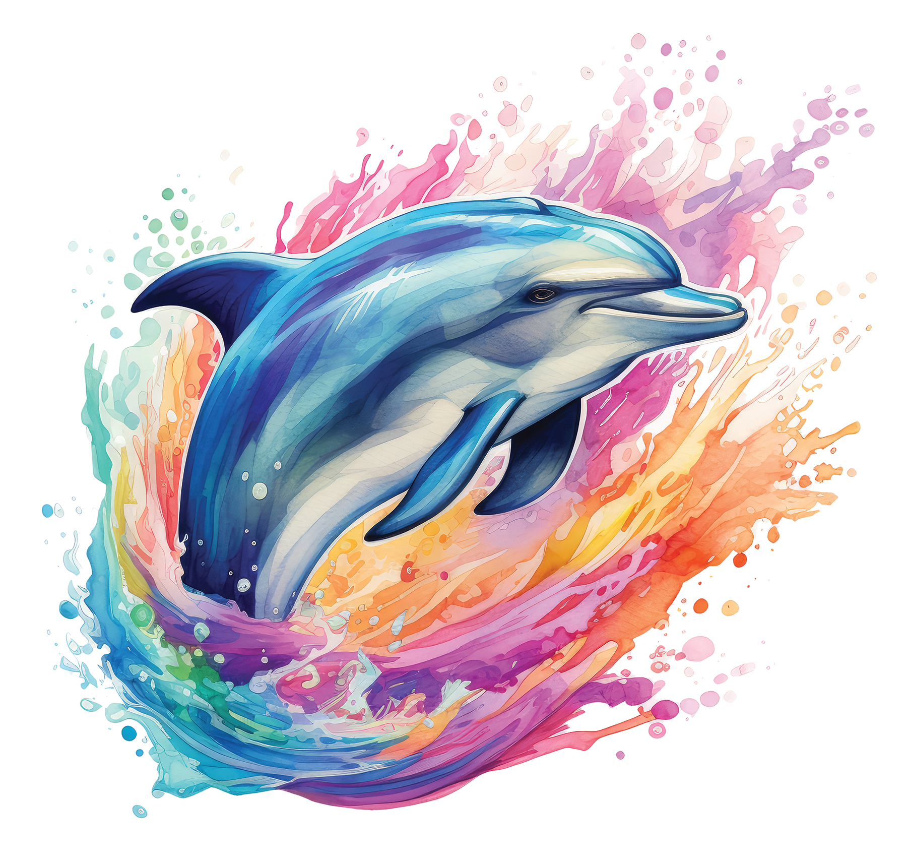 Magnet-ND-Rainbow Dolphin - Custom Decor